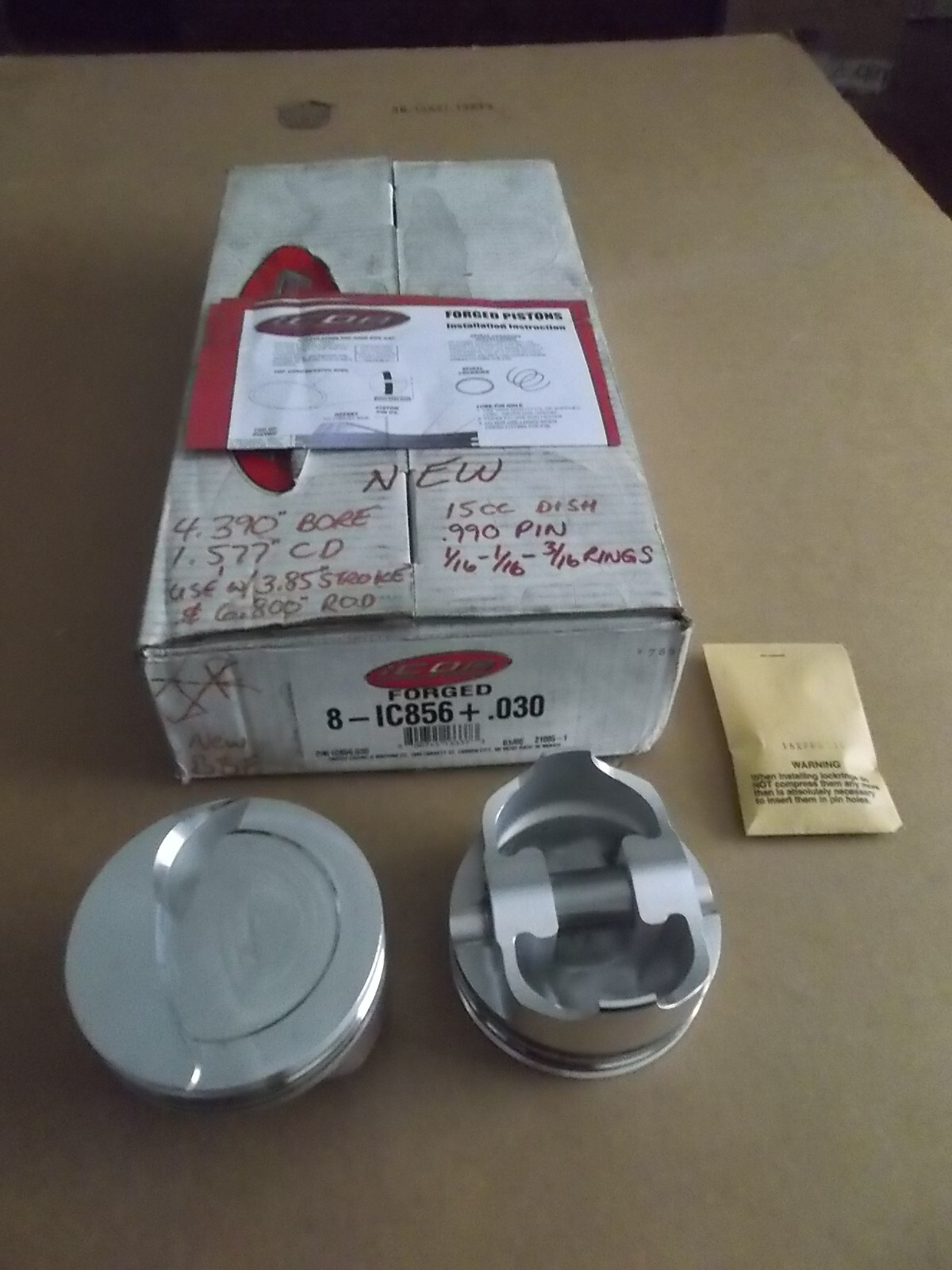 Icon Pistons BBF 460 15cc Dish Forged Piston Set 4.390 Bore IC856.030 ...