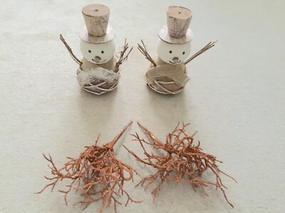 Christmas Twig Snowmen and Glitter Twig Stems | eBay UK
