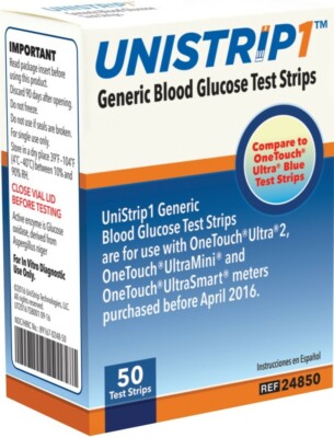 UniStrip Glucose Test Strips 50 , Generic For One Touch Ultra Meter | eBay