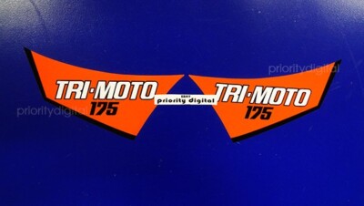1983 83' yamaha YT 175 Tri-Moto 2pc decals Orange side fender Stickers ...