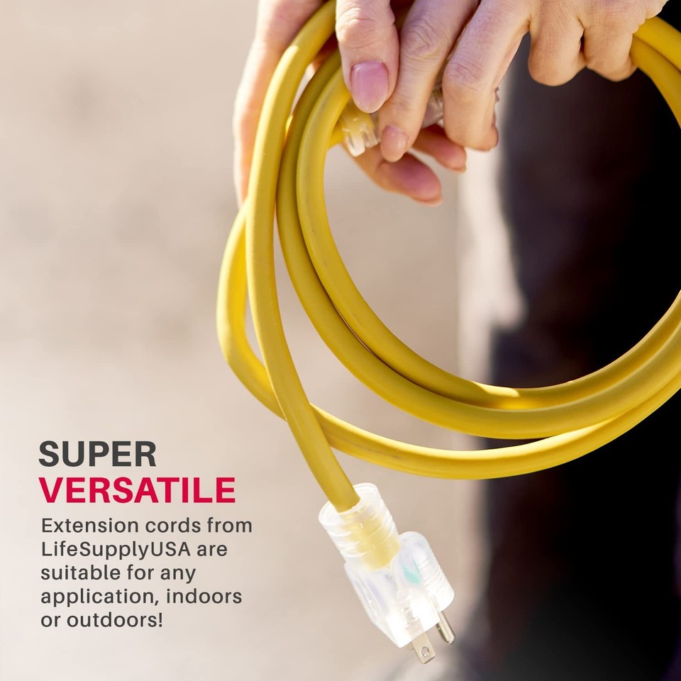 75ft Power Outdoor Extension Cord & Indoor - Waterproof Electric Drop ...