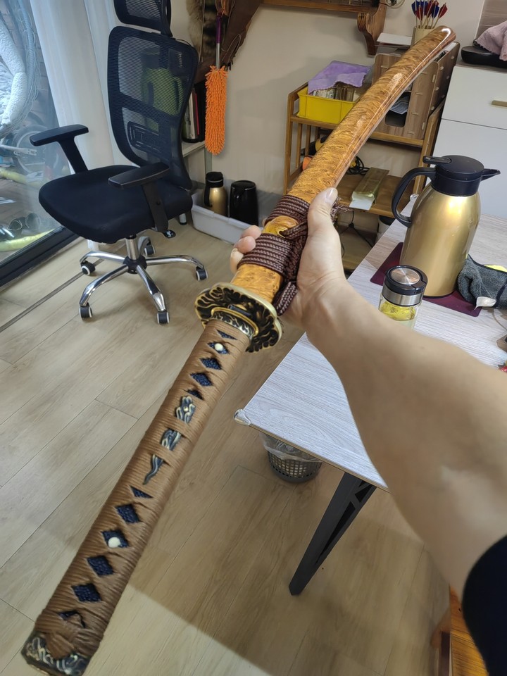 Hand Forged Katana Sword Clay Tempered L6 Steel Real Hitatsura Hamon ...