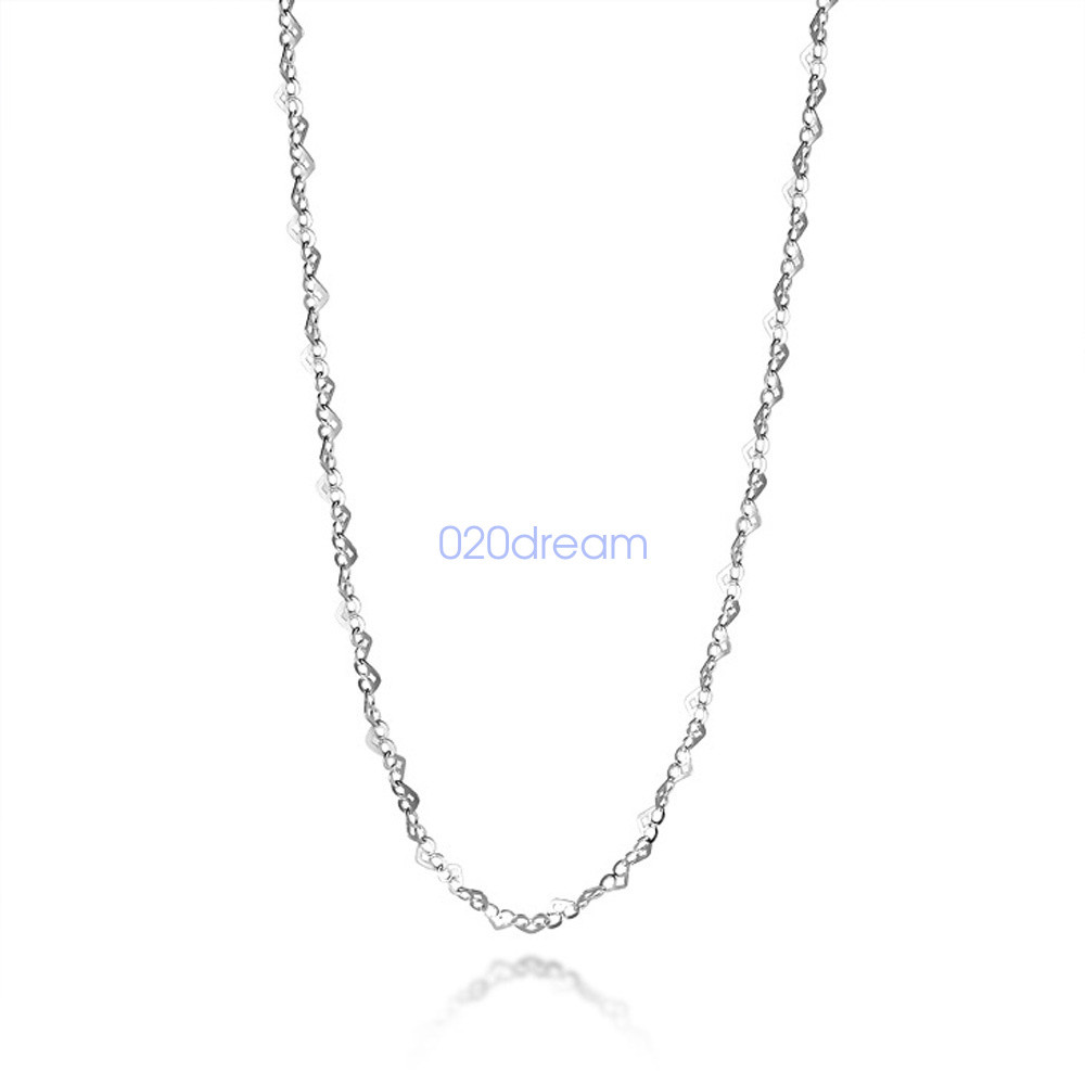 925 Genuine Solid Sterling Silver Necklace 3mm Love Heart Link Chain ...