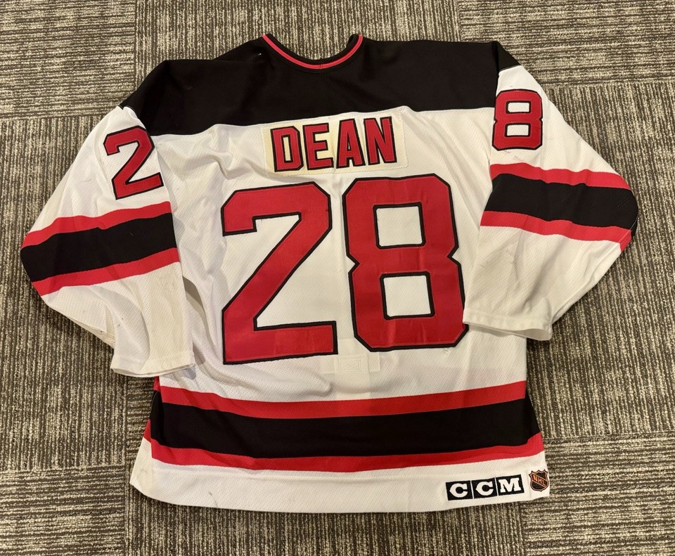 New Jersey Devils NHL game Worn Hockey Jersey Kevin Dean #28 Mei-Gray ...