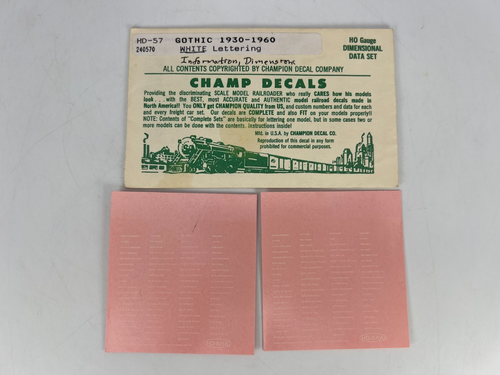 Champion Champ Decals HO Scale #HD-57 (240570) Gothic 1930–1960 White ...