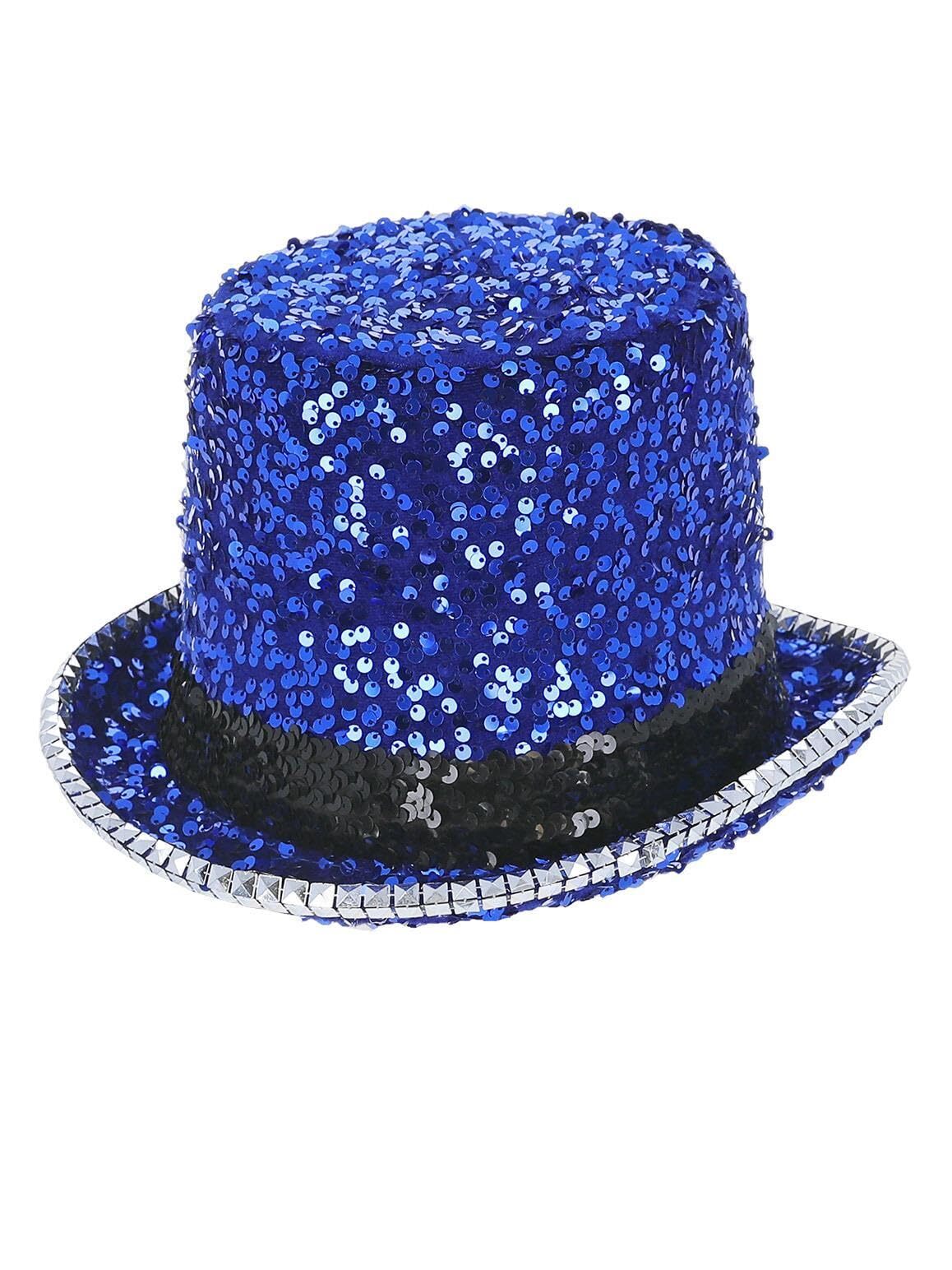 Smiffys Fever Deluxe Felt & Sequin Top Hat, Blue | eBay