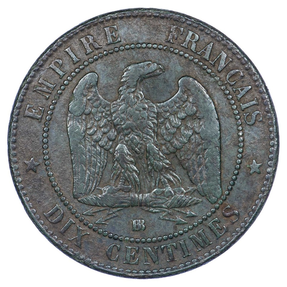 France Napoleon III 10 Centimes 1855 BB (Different Dog) - Bronze Coin ...