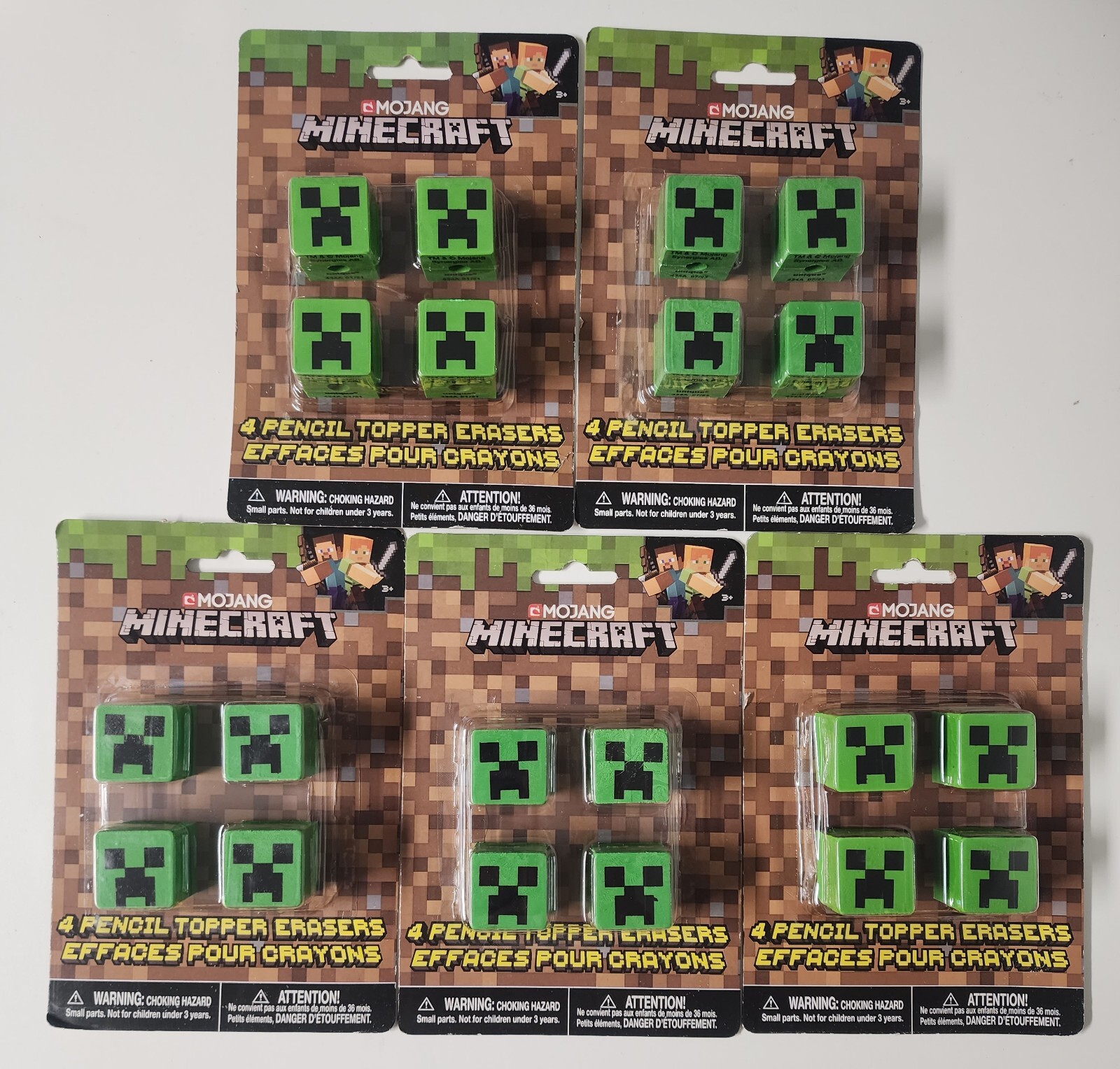 Lot of 5 Minecraft Pencil Top Erasers Birthday Party Supplies Favors ...