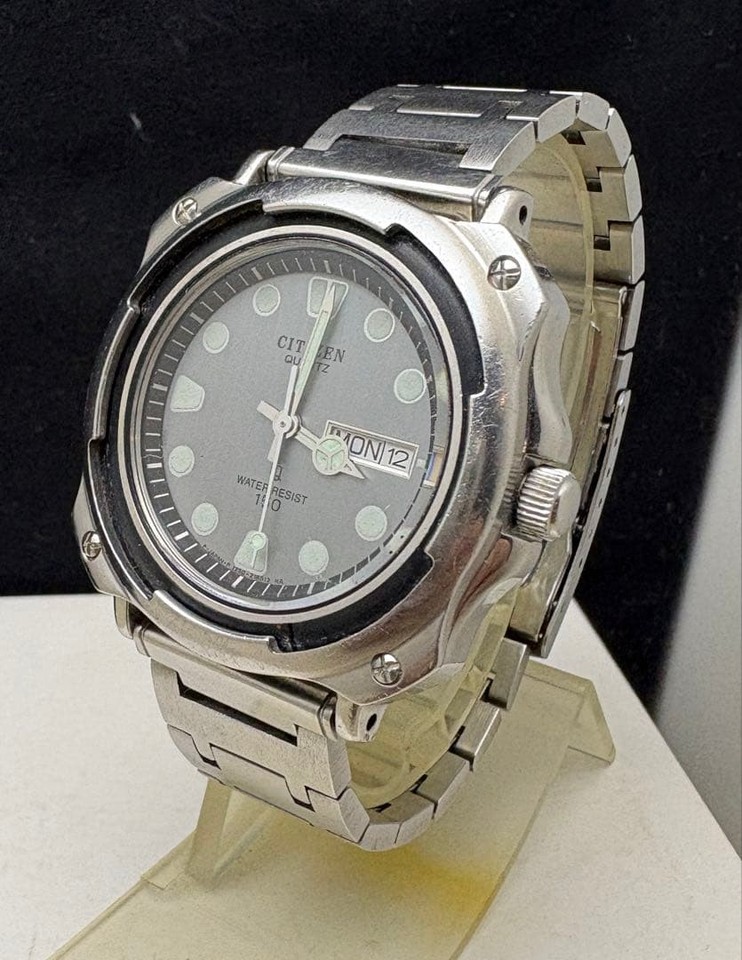 Citizen 809 Watch Deformed Case Quartz 39x41mm 10mm Stainless Band ...