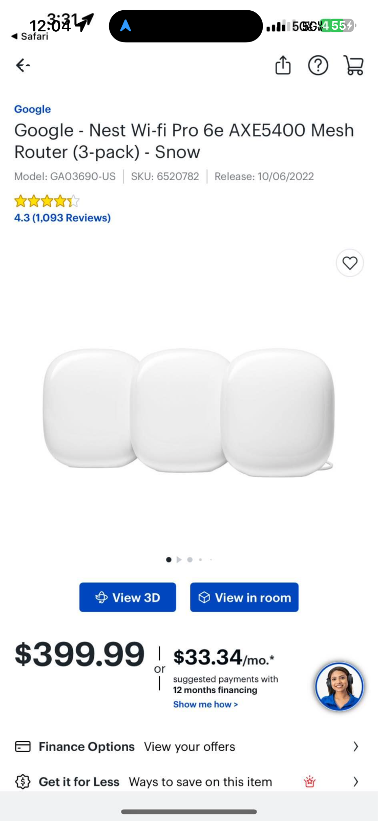 Google Nest Wifi Pro 6E 2 Port Wireless Mesh Router - Pack of 3 - Snow ...