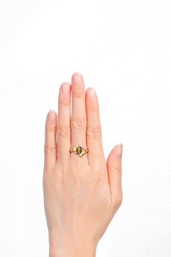 RYLOS 14K YELLOW GOLD TIGER EYE & DIAMOND GREEK KEY DESIGNER RING SIZE ...