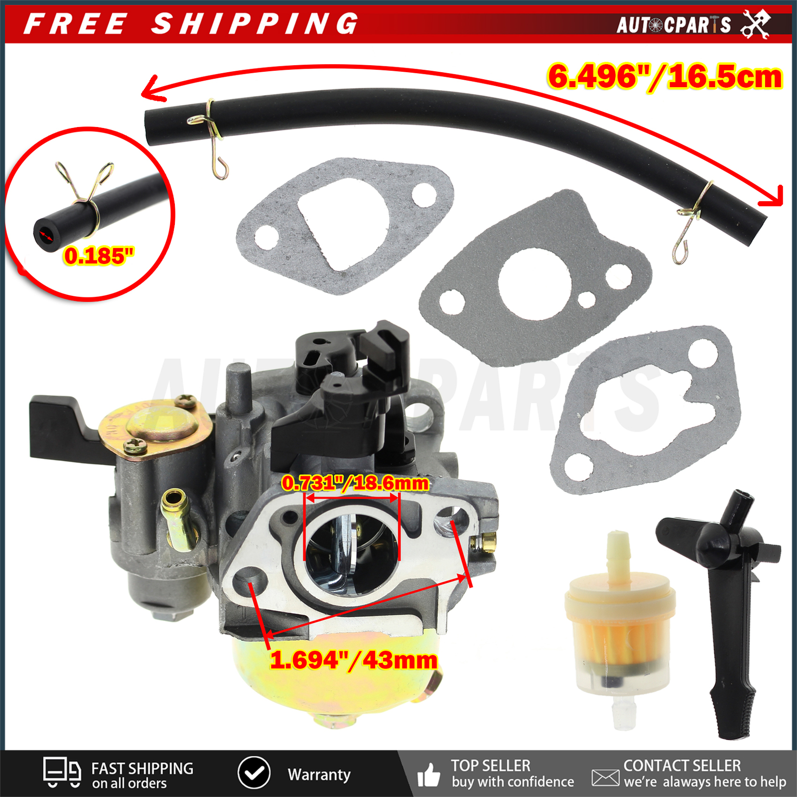 Carburetor Fit Harbor Freight Predator 68123 69732 68122 69731 173CC ...