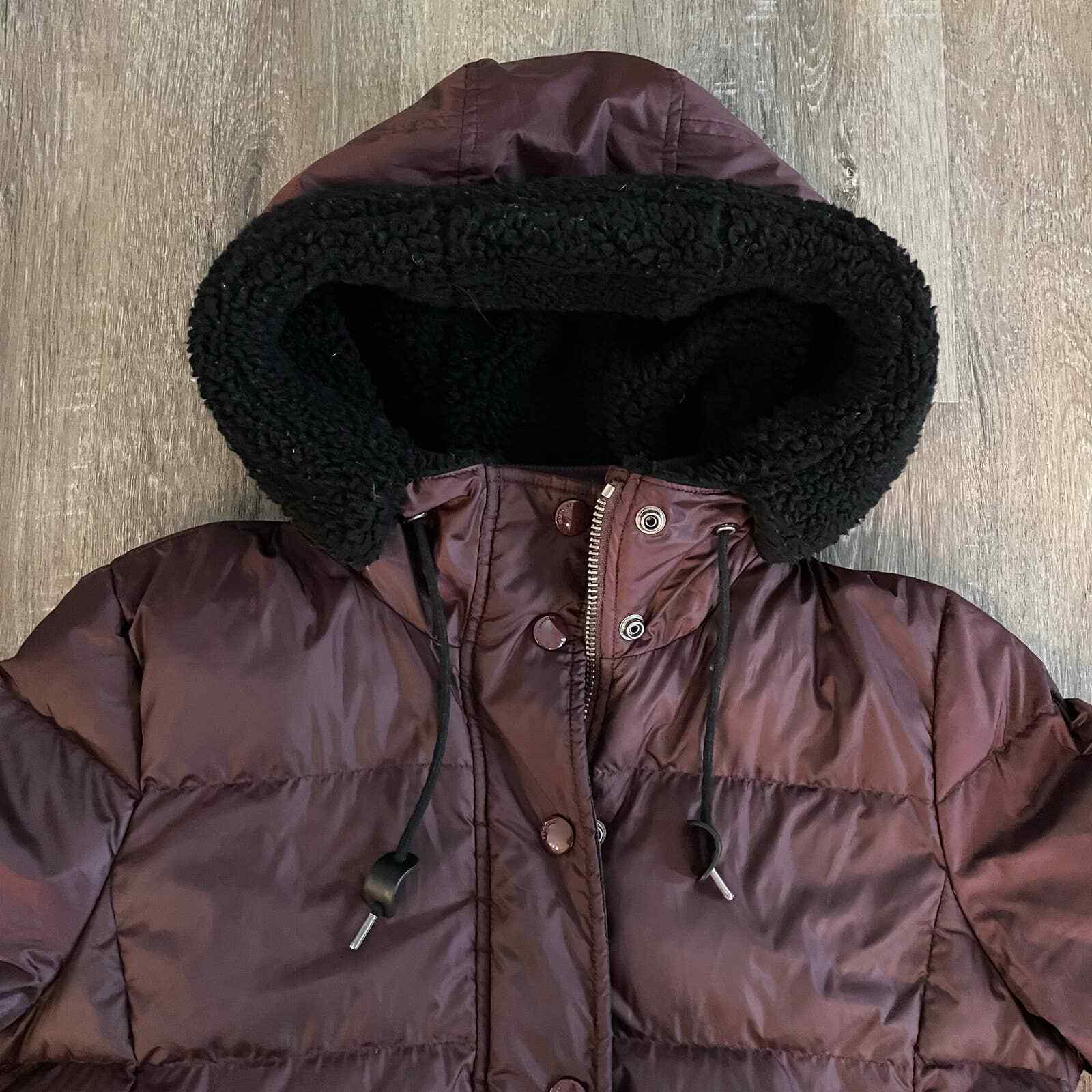 Coach Bordeaux Purple Long Puffer Coat - Size: Medium - Gem