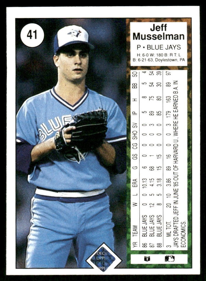 Jeff Musselman 1989 Upper Deck #41 Toronto Blue Jays | eBay