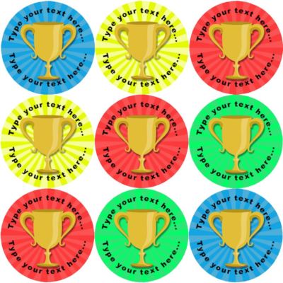 144 Trophy Personalised 30 mm Reward Stickers for School Teachers ...