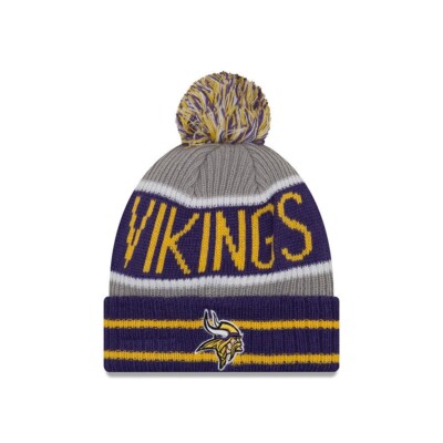 Minnesota Vikings New Era NFL Banner Block Cuffed Pom Knit / Beanie | eBay
