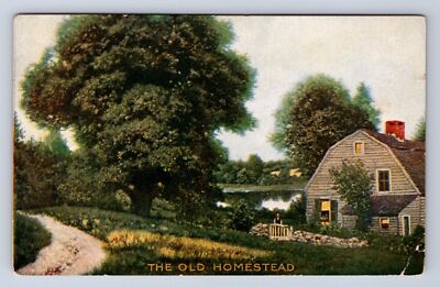 VINTAGE THE OLD HOMESTEAD DIRT ROAD, FARM HOUSE, STREET VIEW POSTCARD ...