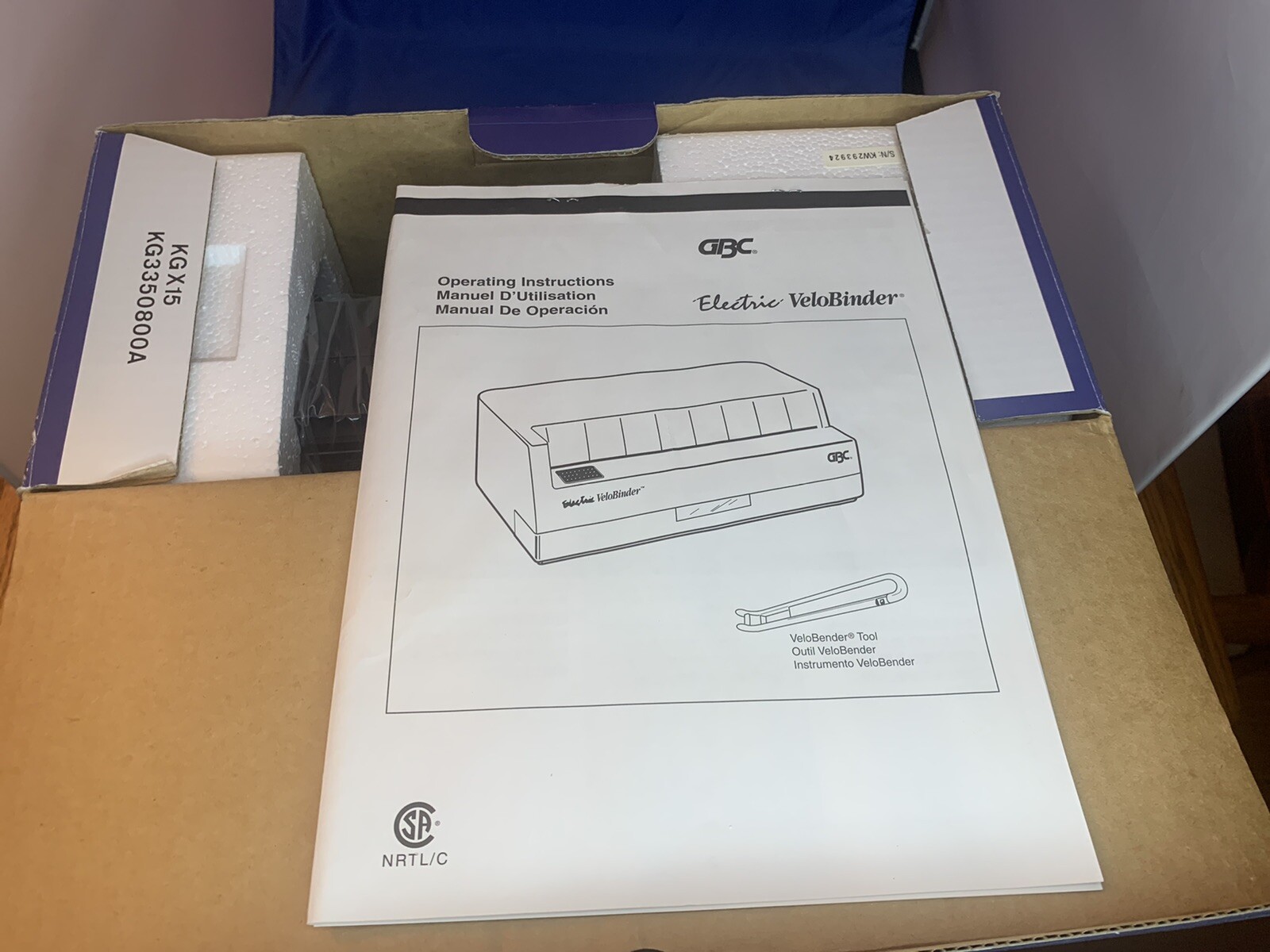 GBC General Binding Corp Electric VeloBinder 1775070 Machine for sale ...