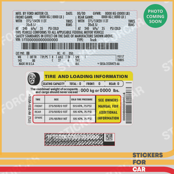 Ford SET VIN, Tire Pressure, Windshield VIN Stickers USA Quality ...