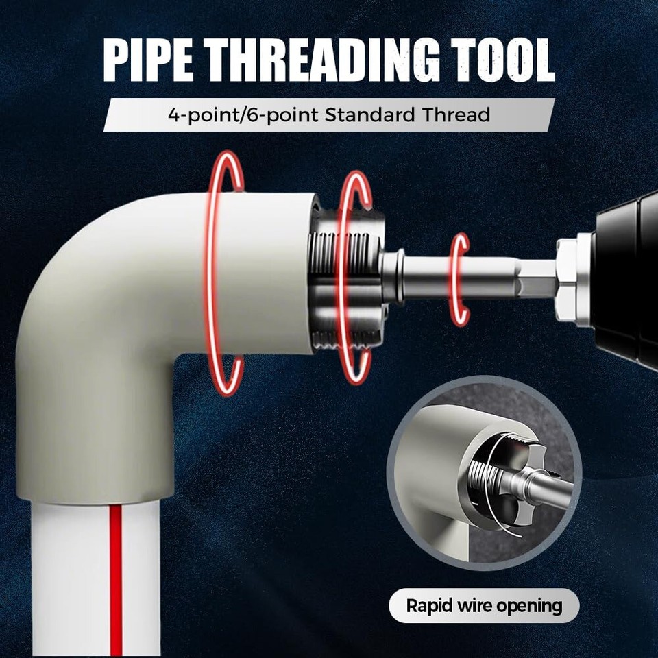 1/2" Integrated Internal & External Pipe ThreadingTool, PVC Pipe ...