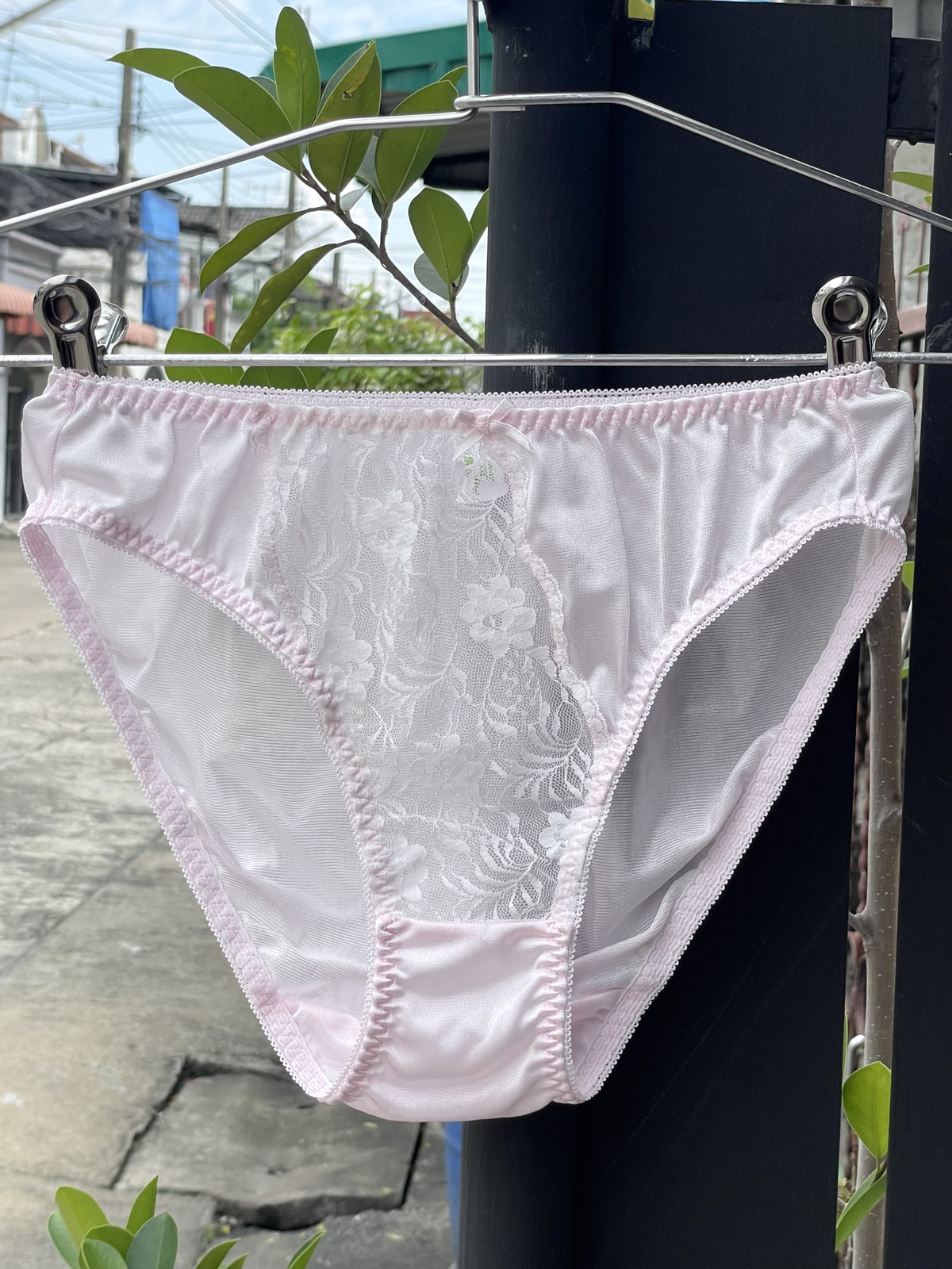 Vintage Baby Pink Slippery Nylon Panty Hi Leg Floral … - Gem