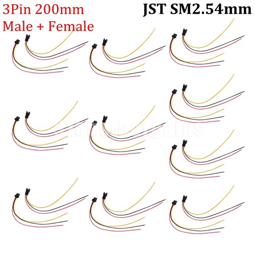 10 Pairs SM 3Pin Connection Cable 2.54mm Pitch Wire Length 200mm Male ...
