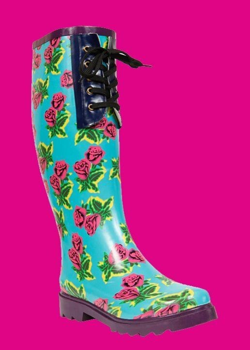 Betsey Johnson Teal Pink Floral Sashaaa Rain boots Si… - Gem