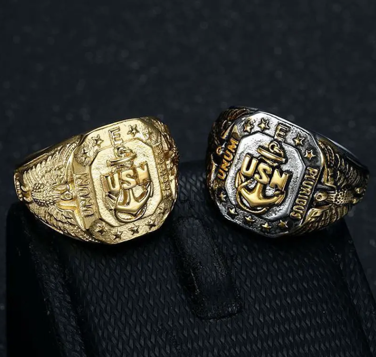 United States US NAVY Ring - USN SEAL Gold PI Military Rings - Size 12 ...