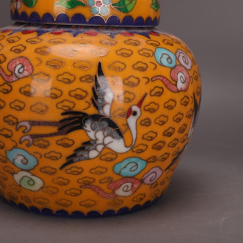 5.6in China Jingdezhen Cloisonne Enamel Porcelain Yellow Ground Animal ...