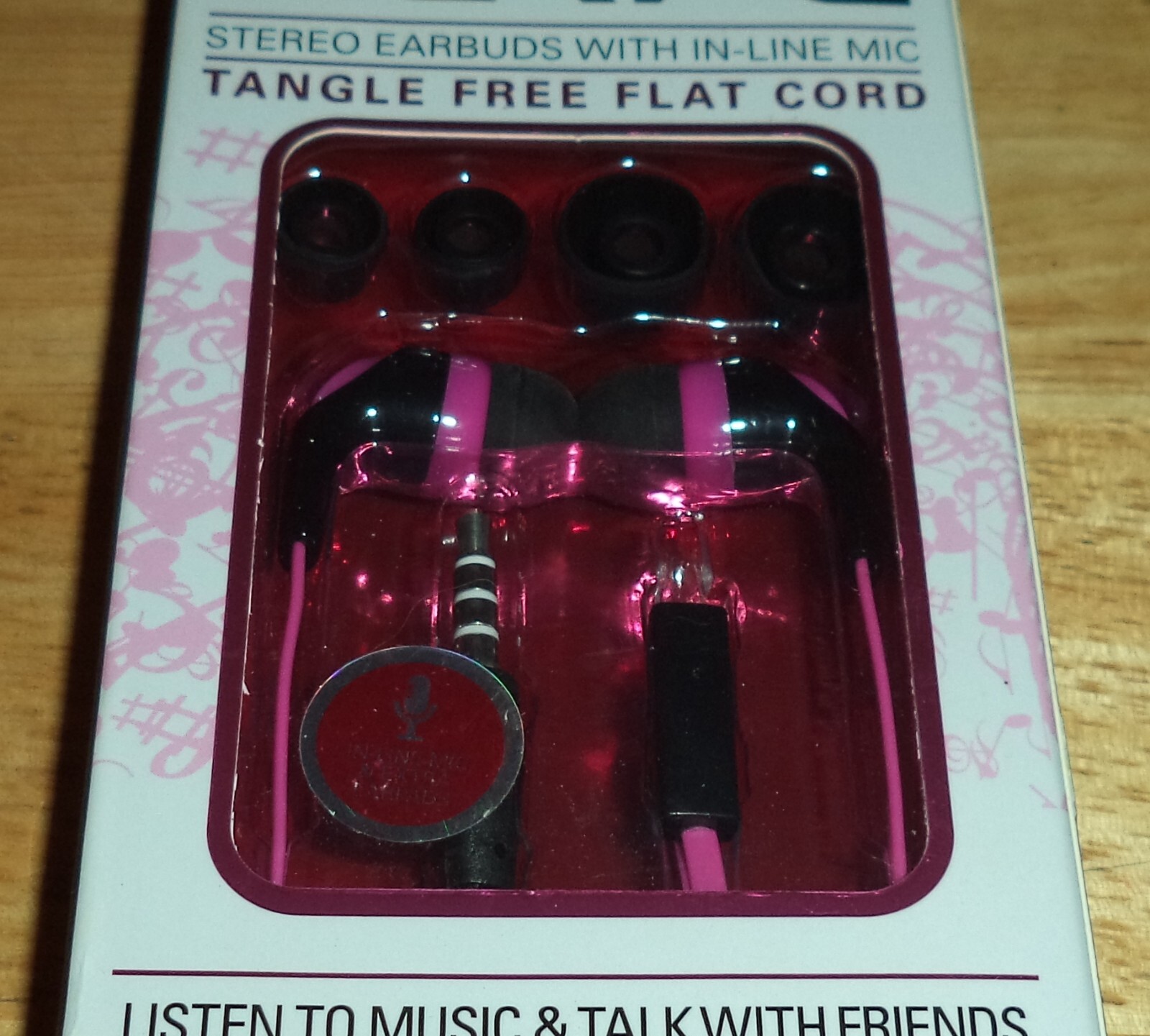 Sentry Curve Pink & Black Stereo Ear Buds In-Line Mic 3.5mm Plug ...