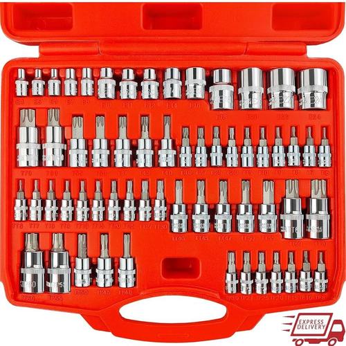 60PC Master Torx Bit Socket External Torx Socket Set 1/4" 3/8"1/2"Drive ...
