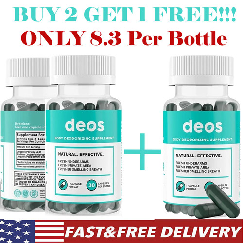 3 PACK DEOS Internal Deodorant Supplement – DEOS Full Body Deodorizer ...