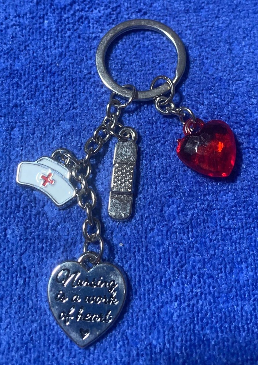 NURSE KEY RING Keychain NURSE CAP Bandage KEY CHAIN Nursing is a work ...