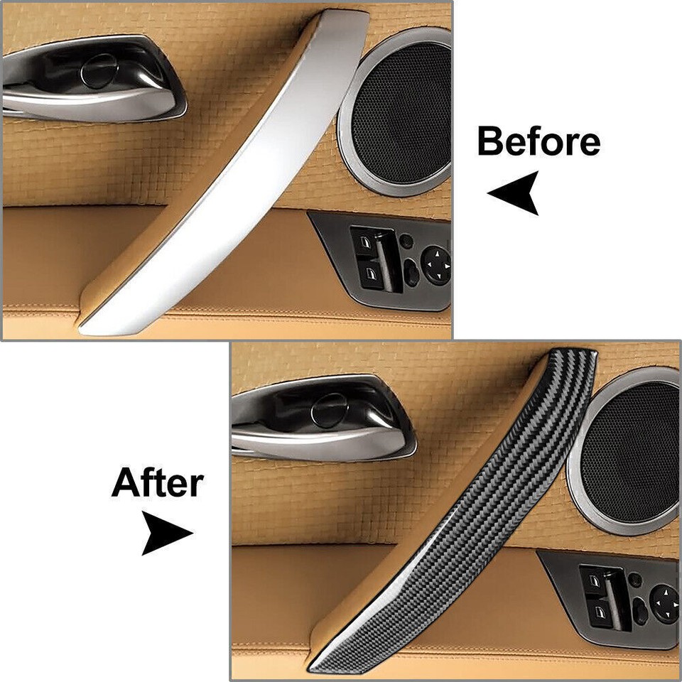 2 Pcs Carbon Fiber Interior Door Handle Strip Cover For BMW Z4 E85 2003 ...