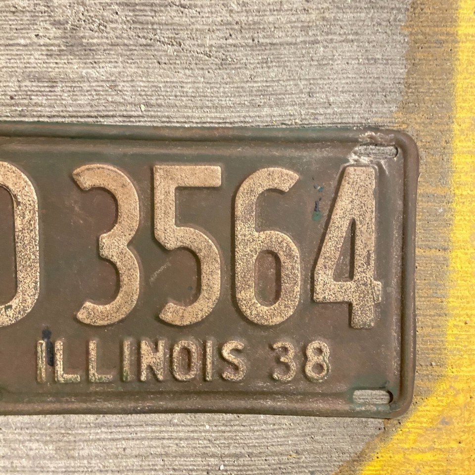 1938 Illinois Truck License Plate D 3564 Garage Decor Auto Four Digit ...