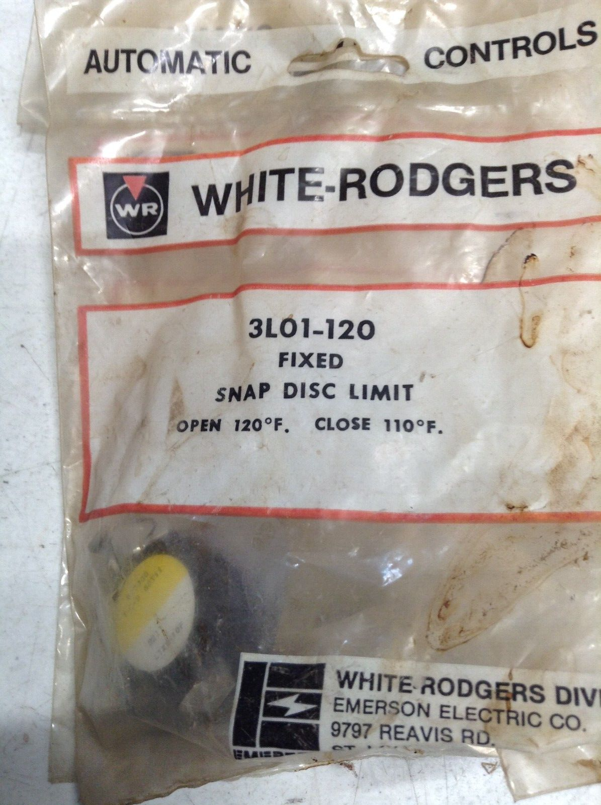 WHITE RODGERS 3L01-120 FIXED SNAP DISC LIMIT CONTROL | eBay