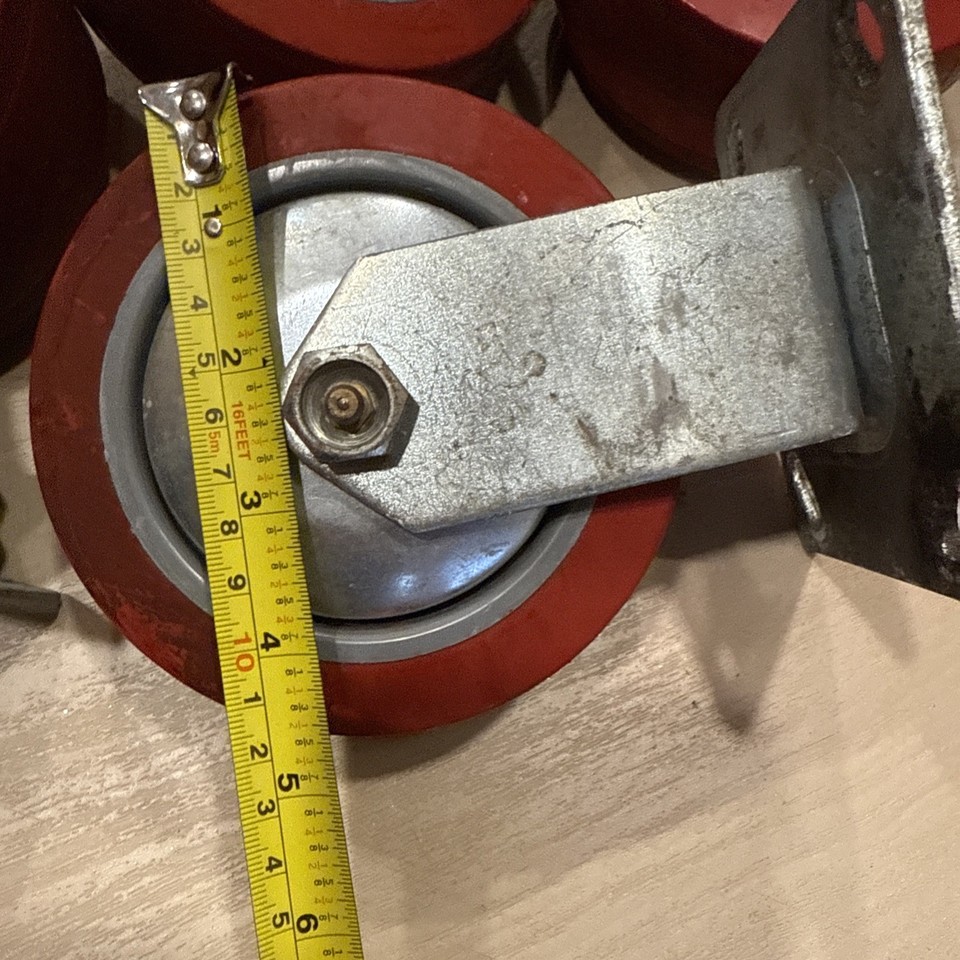 4 Swivel Plate Casters 5" Heavy Duty Cast Iron Hub Core Red Wheels | eBay