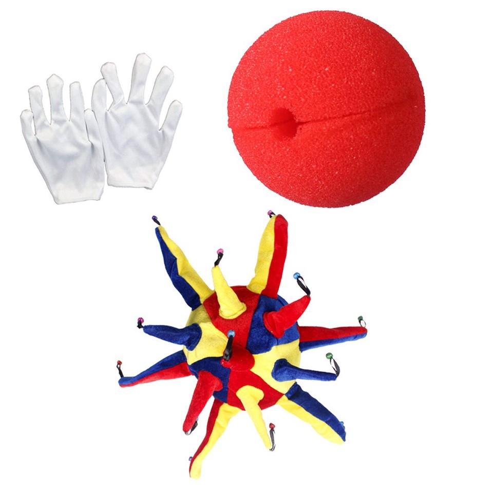 3pcs Clown Costume Sets Creative Cosplay Clown Hat Nose Gloves Fancy ...