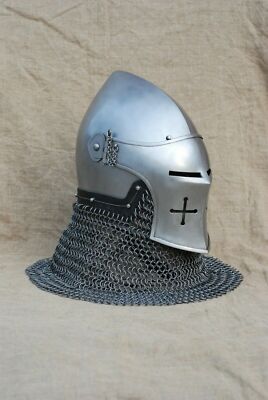 Medieval Combat Bascinet Griffon Helmet With Chain Mail Armor Helmet | eBay