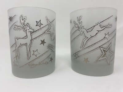 Rare Mid Century Retro Georges Briard Silver Frosted Reindeer Glasses ...