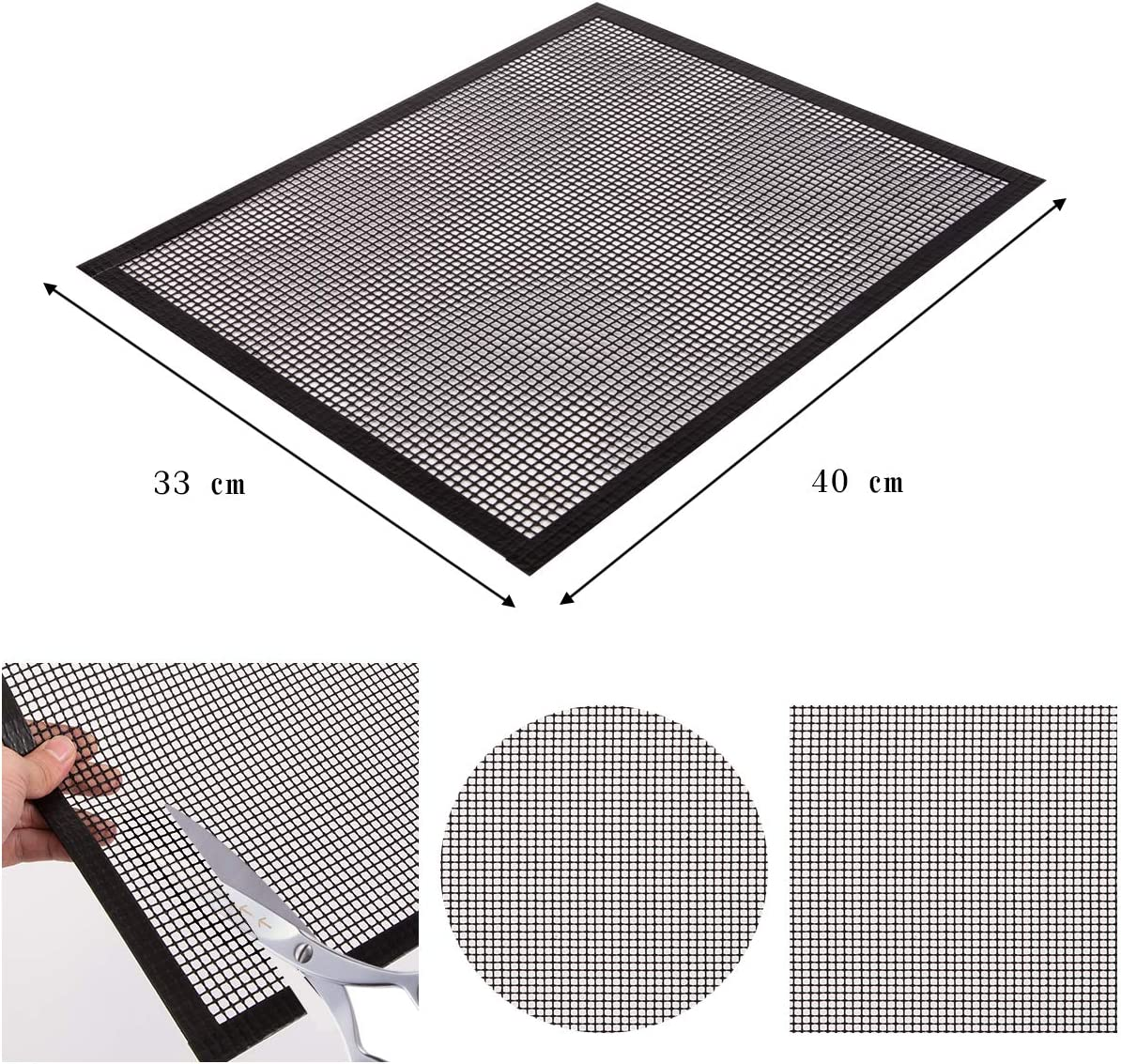 GWHOLE BBQ Grill Mesh Mat, 3 PCS Non-Stick BBQ Grill Mesh Reusable ...