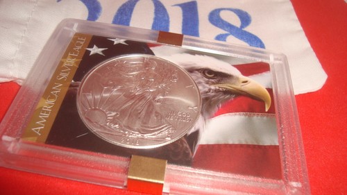 2018 American Silver Eagle 1oz 99.9% SILVER EAGLE & FLAG Design Case ...