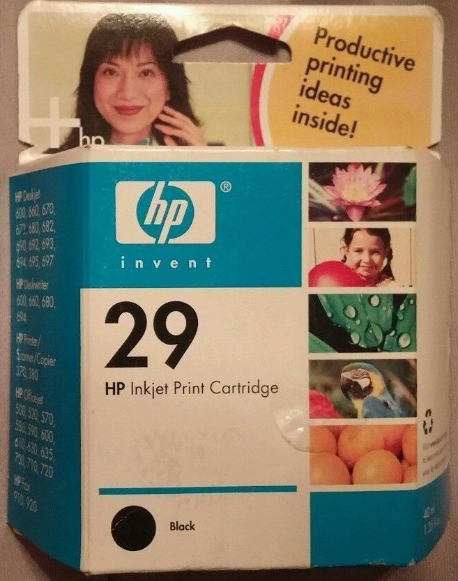 Genuine NEW HP 29 Black Ink Cartridge Sealed Deskjet 51629A Inkjet | eBay