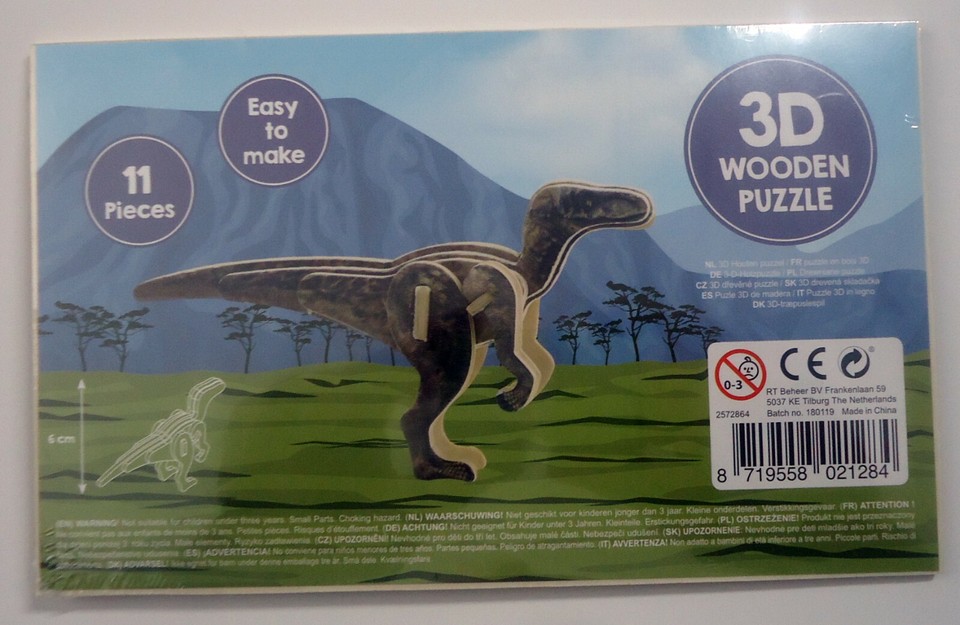 3D Holz Puzzle - Wilde Tiere & Saurier Puzzel - 6 verschiedene zur ...