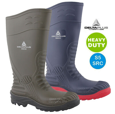 MENS DELTA PLUS SAFETY WELLINGTONS WATERPROOF BOOTS STEEL TOE CAPS ...