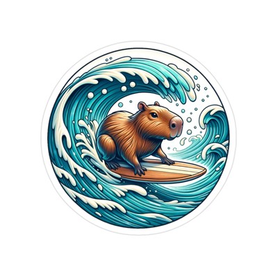 Surfing Capybara Transparent Stickers - Die-Cut, Water-Resistant Vinyl ...