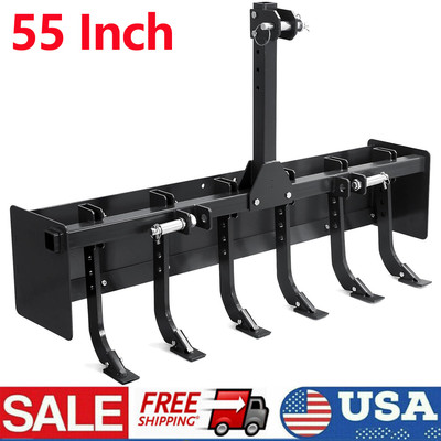 55" Width Box Blade Tractor Attachment W/ 6 Scarifier Shank For Cate 0 ...