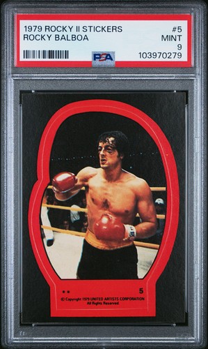 SYLVESTOR STALLONE 1979 Rocky II Stickers Rocky Balboa ROOKIE #5 PSA 9 ...