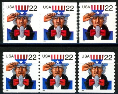 Uncle Sam Complete Set of MNH Single & Coil Pair S/A & W/A Scott's 3263 ...