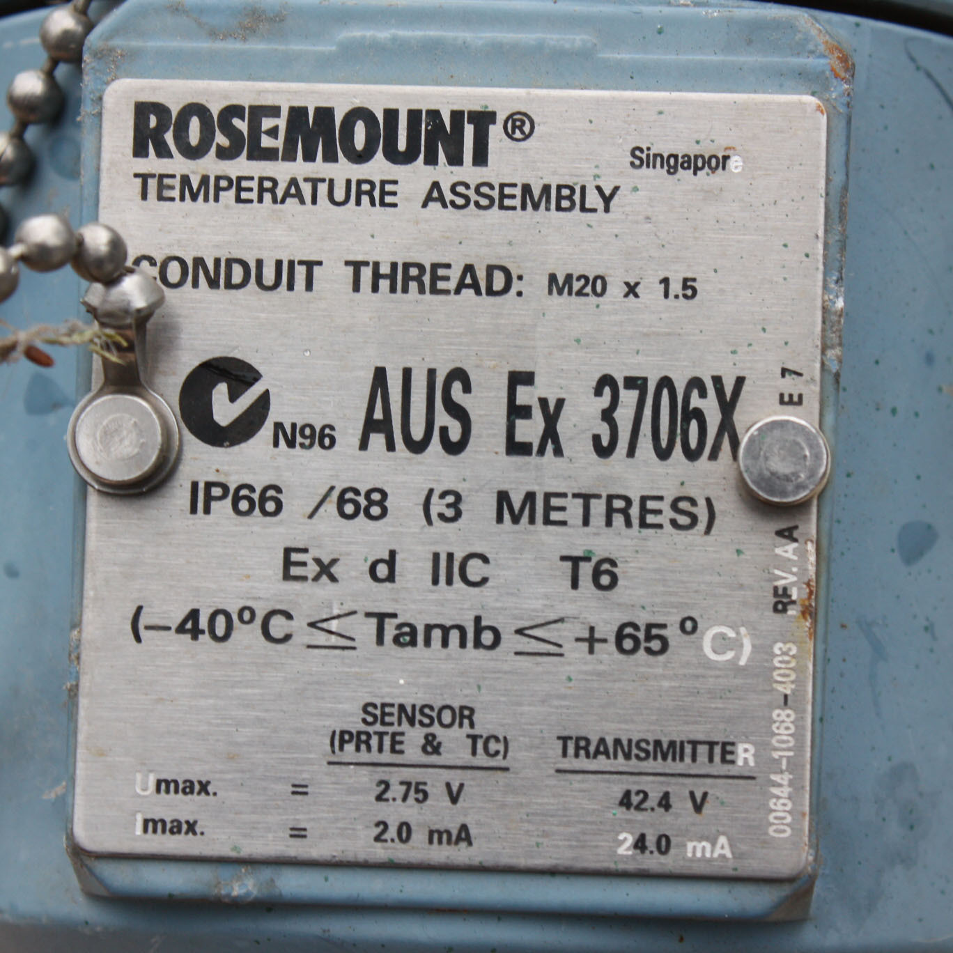 Rosemount Temperature sensor transmitte 644HANAXA PT100_385 4 WIRE 0 ...